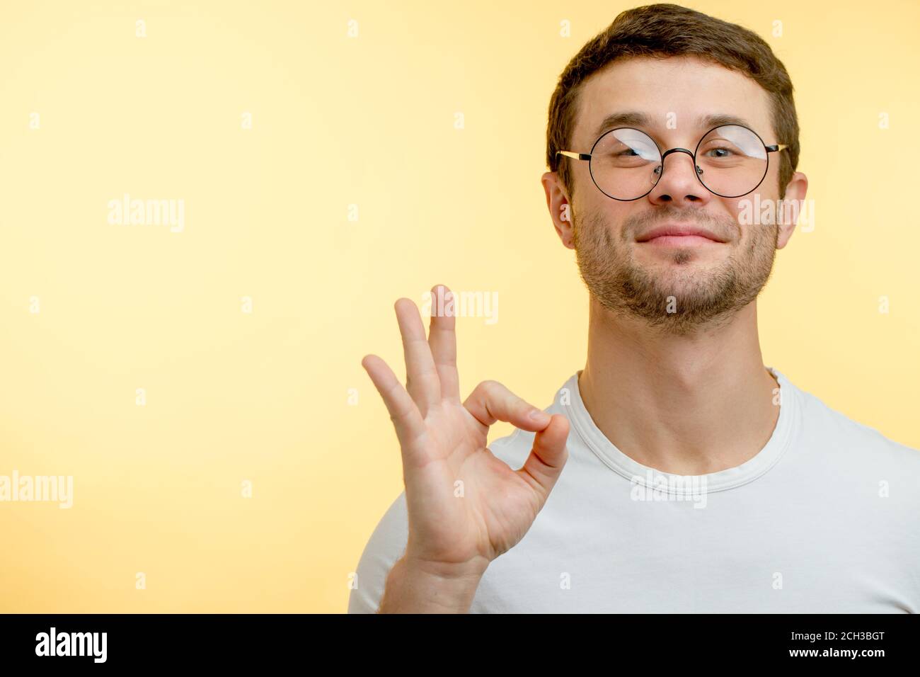 positive guy showing the gesture of approval. unquestioning acceptance ...