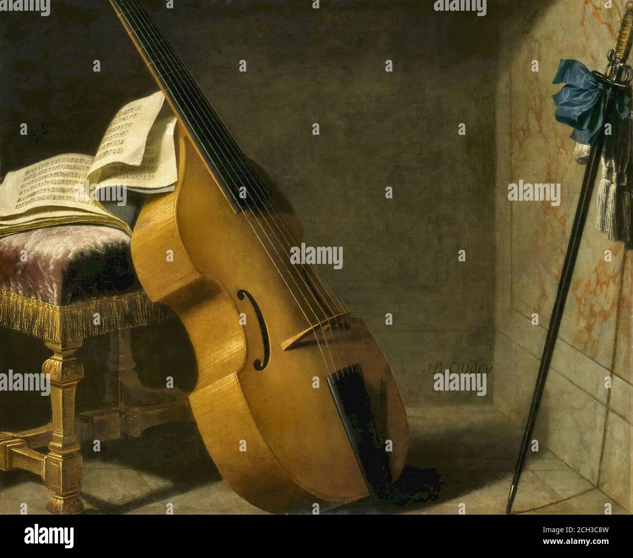 Vernon Emile - Bass Viol Score Sheet and a Sword - French School - 19th ...