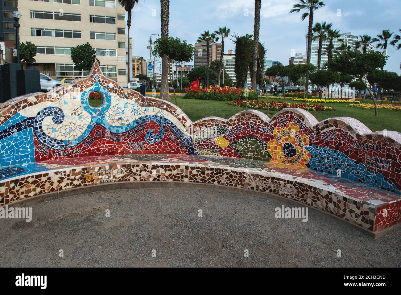 Love Park, Parque del Amor, landscaped park overlooking the ocean with ...