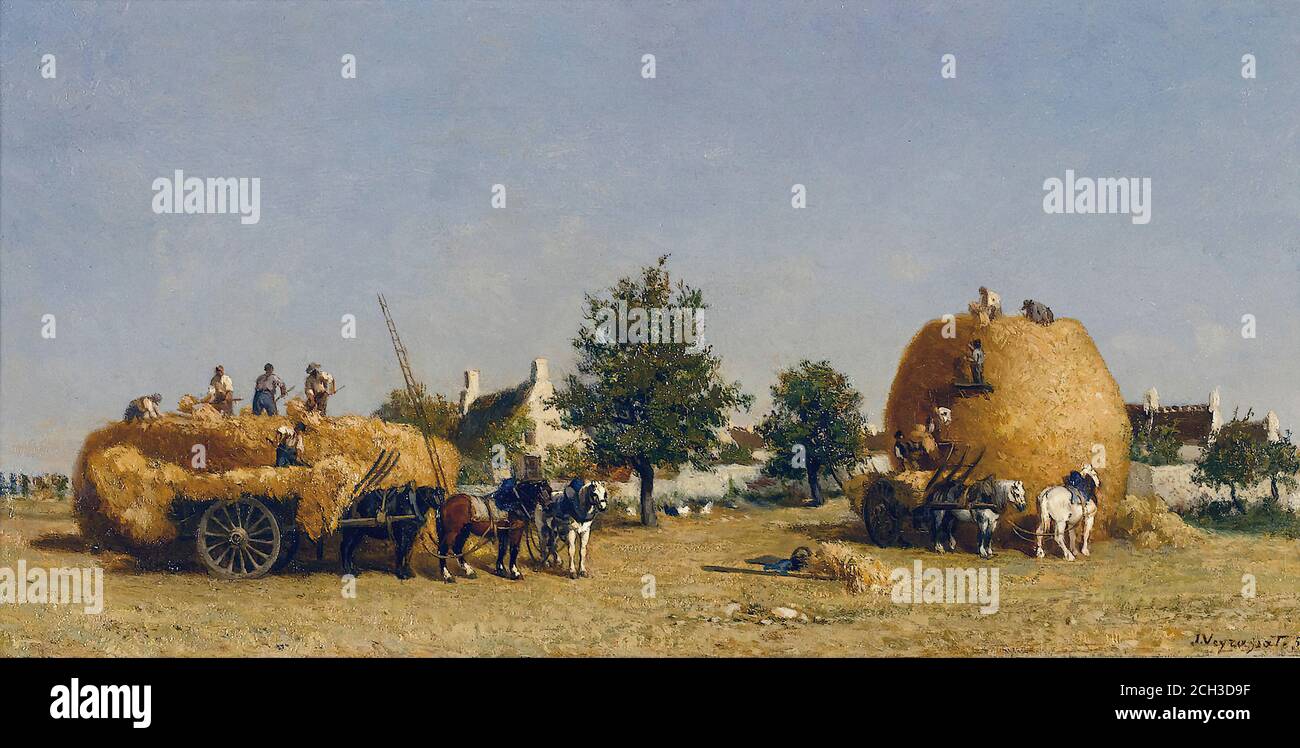Veyrassat Jules Jacques - Harvesting - French School - 19th and Early ...