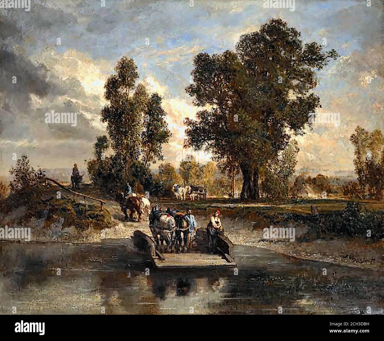 Veyrassat Jules Jacques - Passage Du Bac - French School - 19th and ...