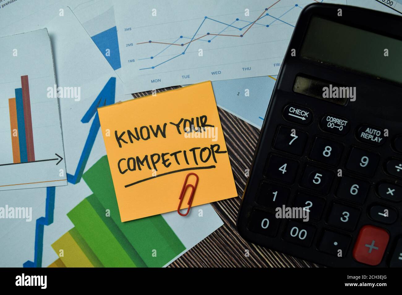 Know Your Competitor write on sticky notes with graphs and diagram ...