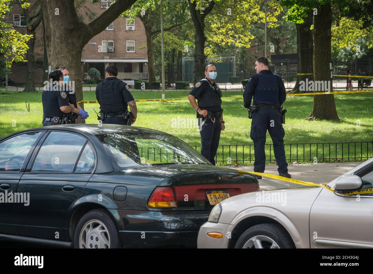 Bronx, United States. 13th Sep, 2020. Police investigate a shooting in ...