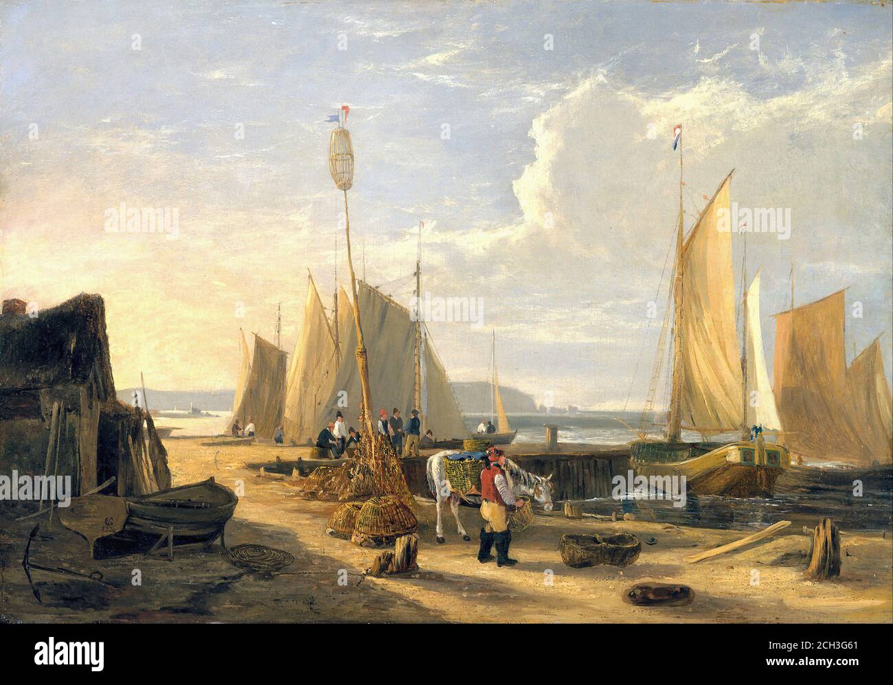 Vincent George - a Harbour Scene in the Isle of Wight Looking Towards ...