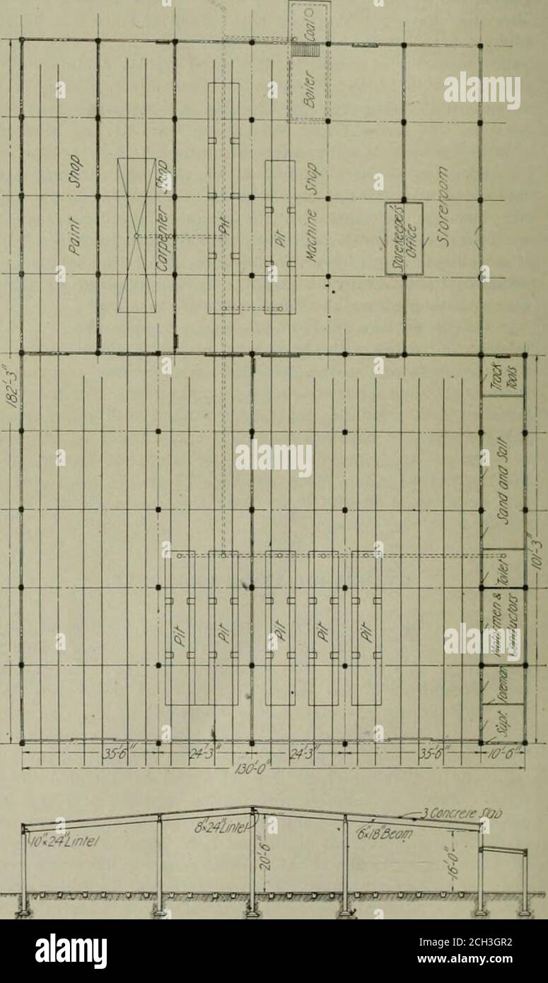 . Electric railway review . Bangor Railway Shops—Details of Pit ...