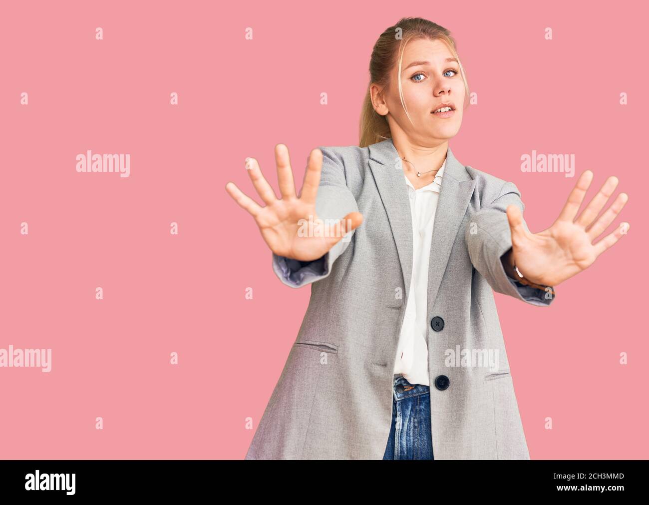 Businesswoman stopping hand gesture hi-res stock photography and images ...