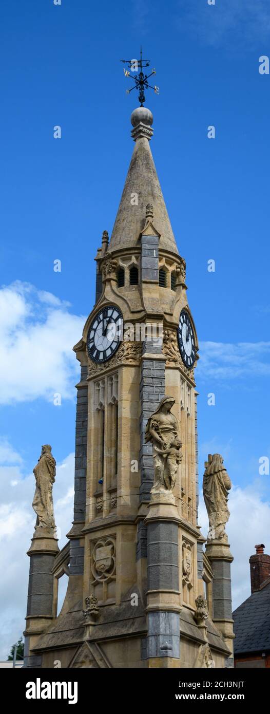 The Lowman Green Clock tower on a sunny day in Tiverton Stock Photo - Alamy