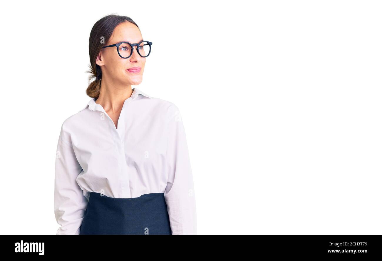Side profile waitress smiling hi-res stock photography and images - Alamy