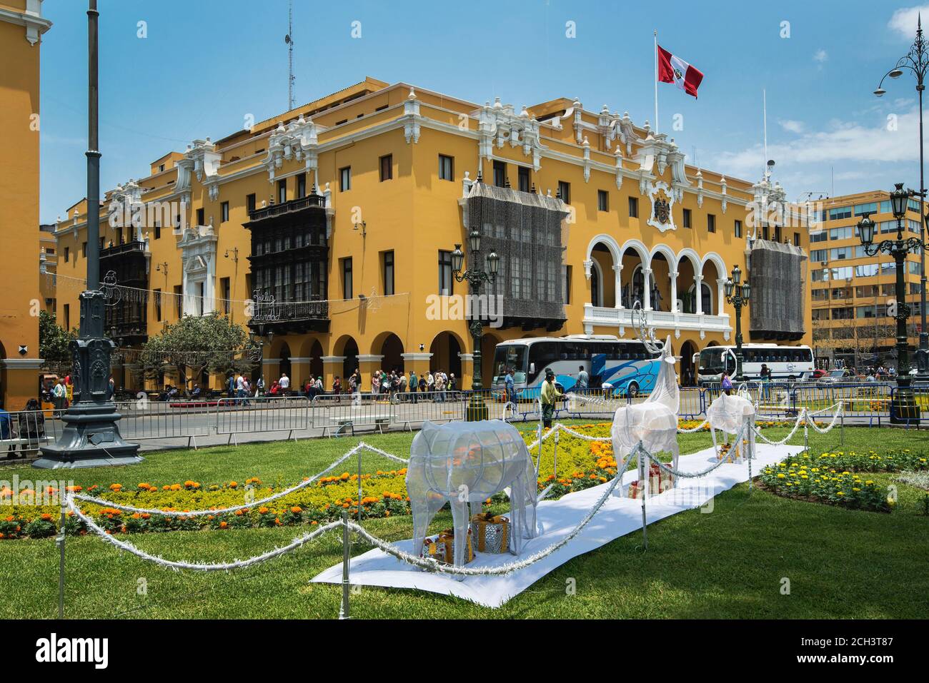 Municipal Palace of Lima or City Hall of Lima, Plaza de Armas, Peru ...