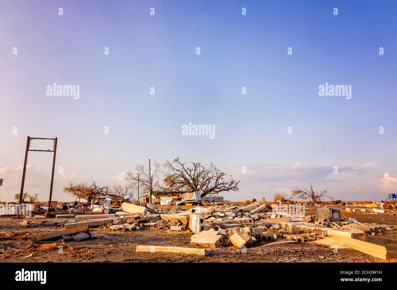 Debris from Hurricane Laura litters the streets, Sept. 11, 2020, in ...
