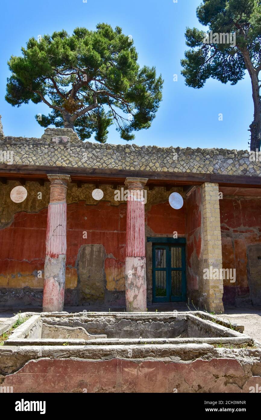 House of the Relief of Telephus at Herculaneum in Italy, a Roman town ...