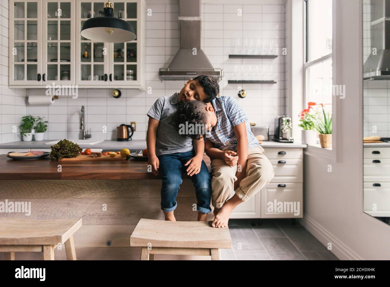 Happy Kids Eating Sandwiches High Resolution Stock Photography and ...