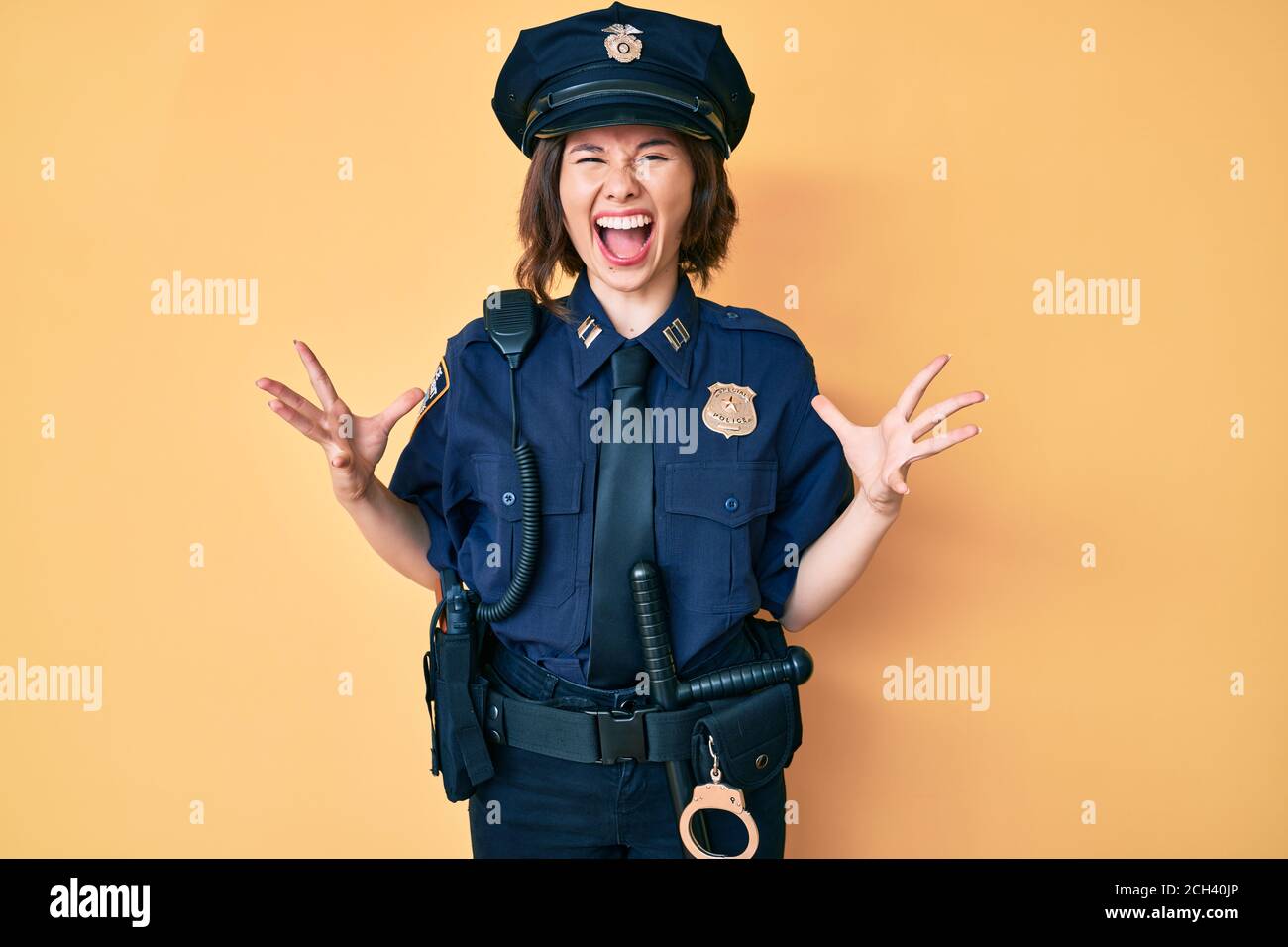 Woman yelling at cop hi-res stock photography and images - Alamy