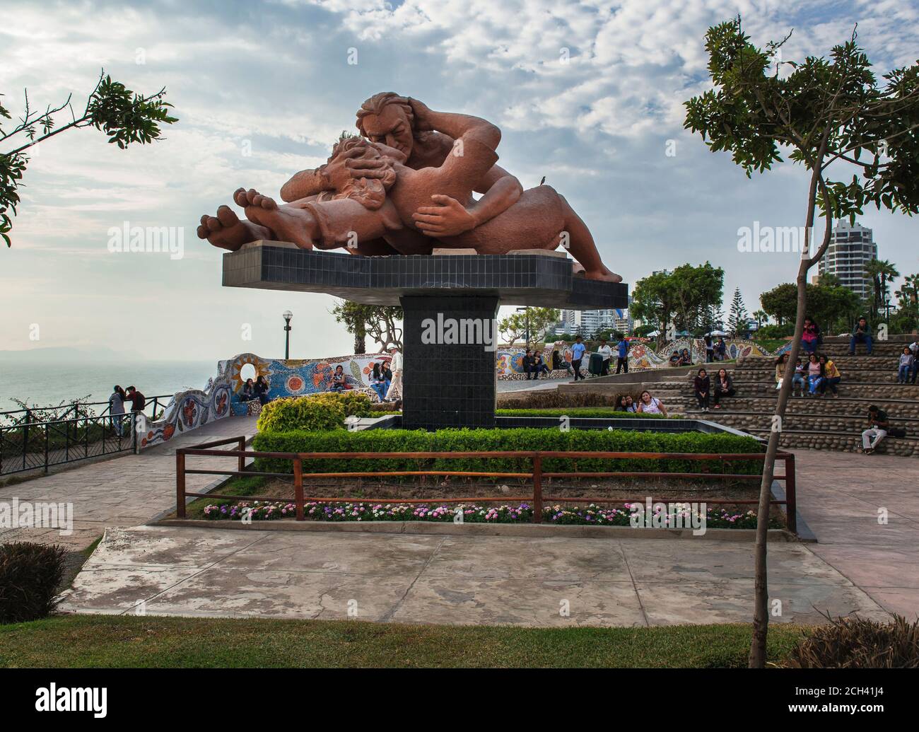 Love Park, Parque del Amor, landscaped park overlooking the ocean with ...