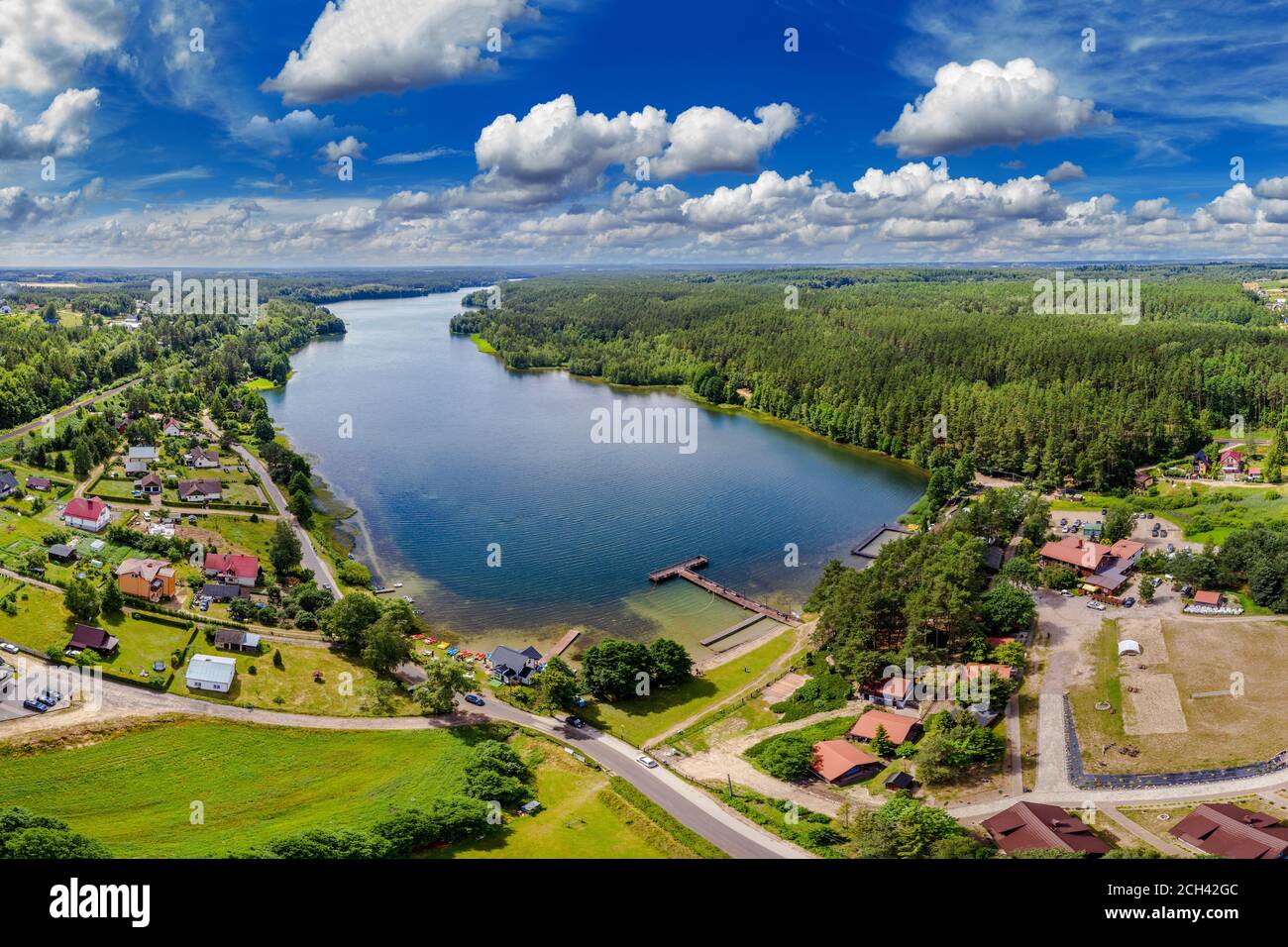 aerial view of the Dąbrowskie Lake in Kashubia Stock Photo - Alamy