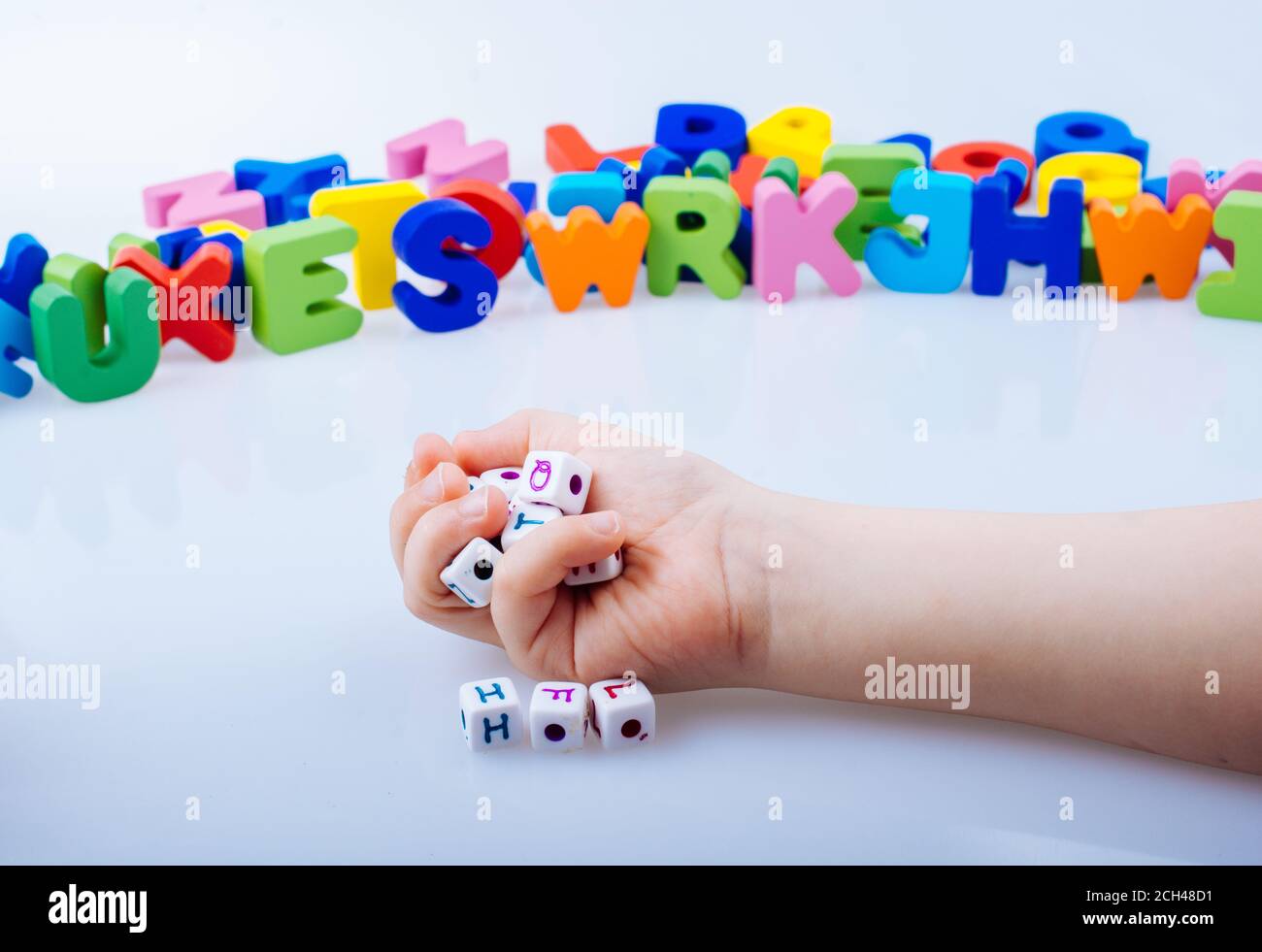 Letter cubes of Alphabet made of wood Stock Photo - Alamy