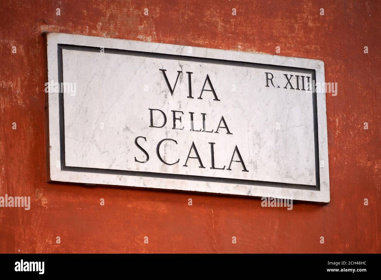 Via della Scala, Authentic Street Nameplate in Carrara Marble. R.XIII ...