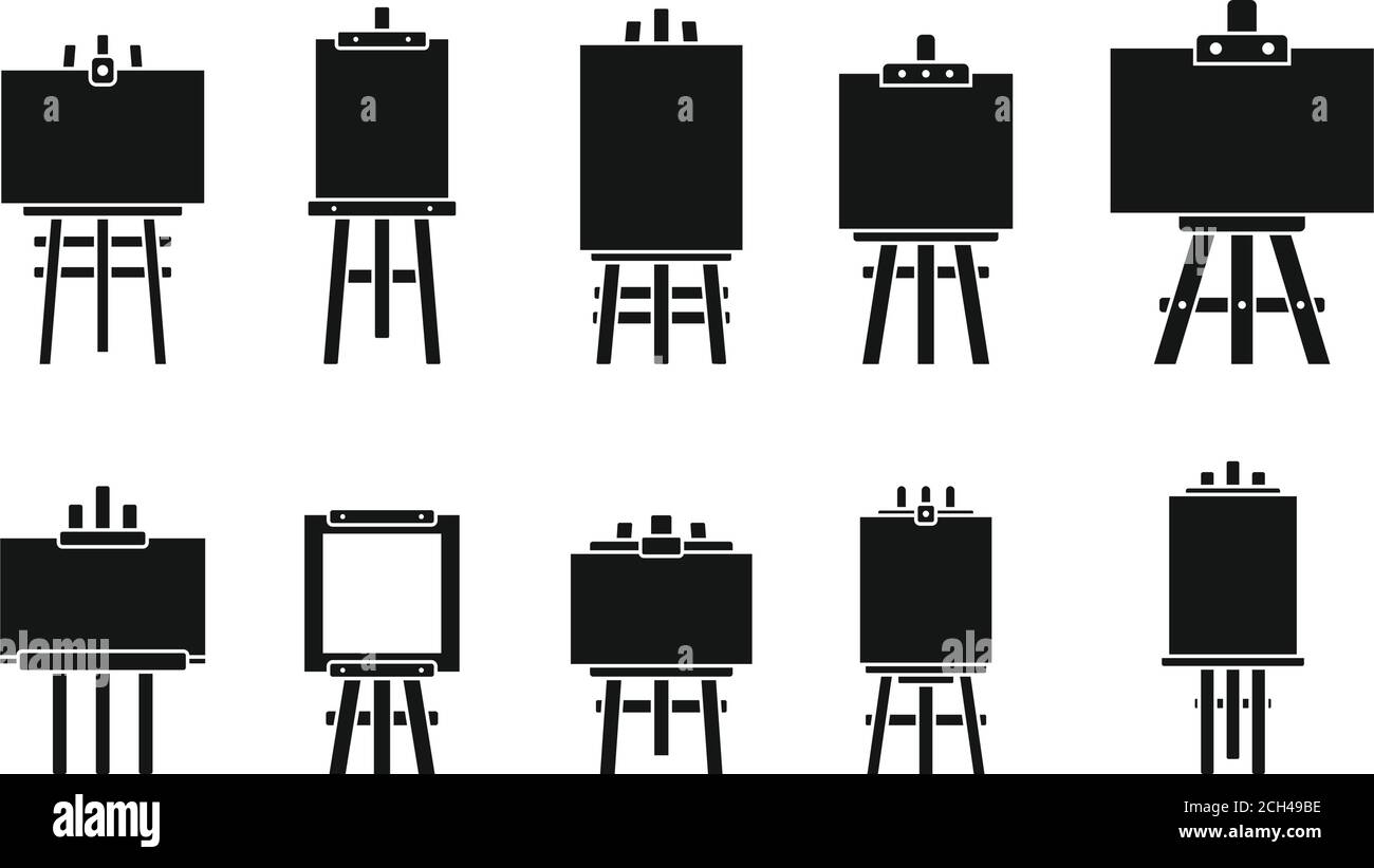 Easel poster icons set. Simple set of easel poster vector icons for web ...
