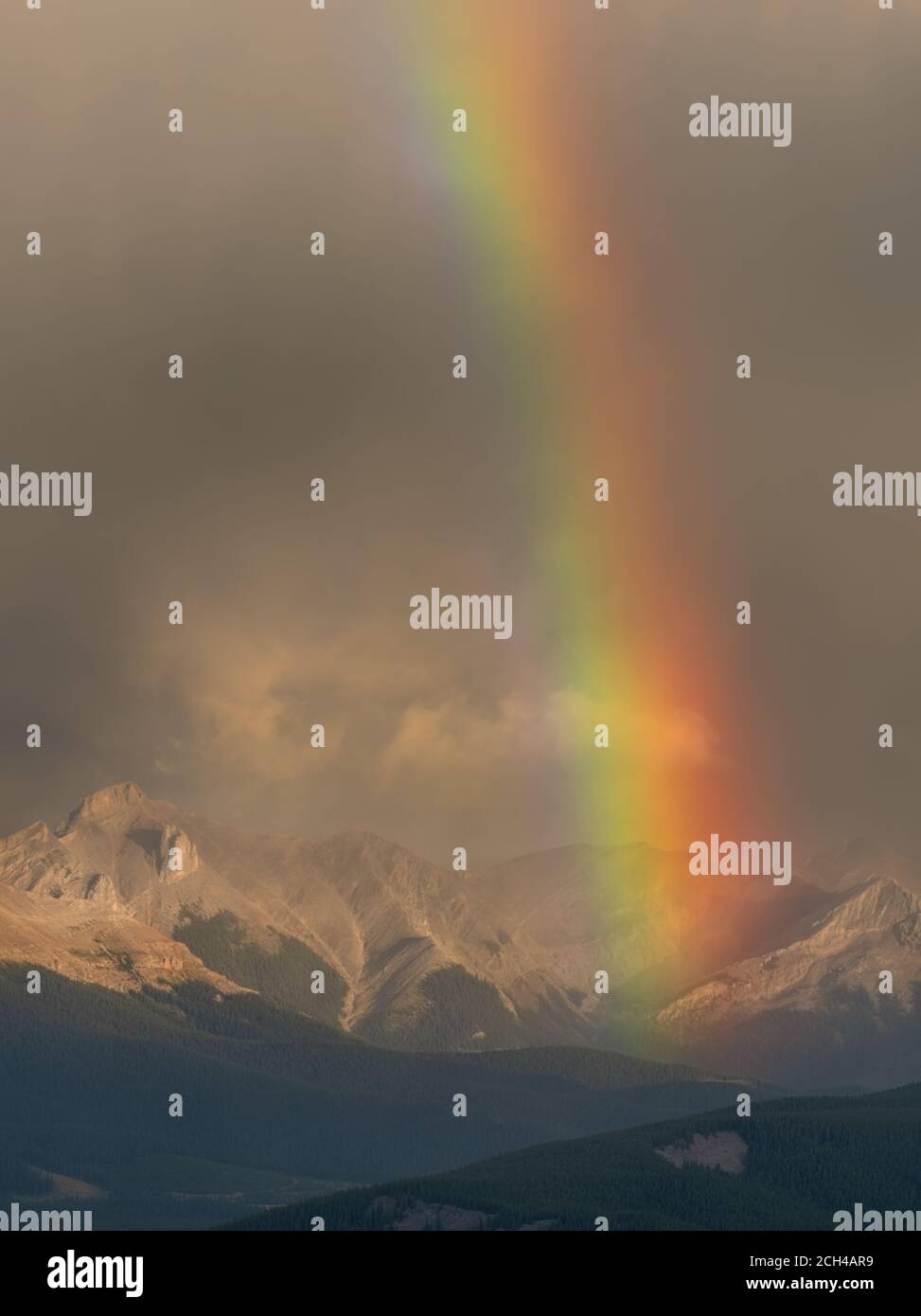 Rainbow Glowing the Canadian Rockies, Mountains with Snow Caps, Canmore ...