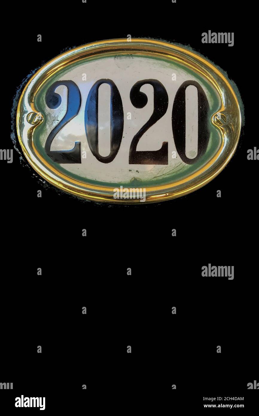 house number or year number 2020 against black background Stock Photo ...