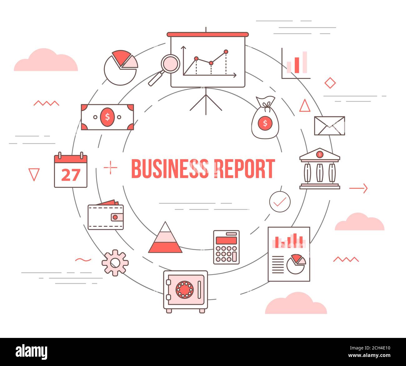 business report concept with icon set template banner with modern ...