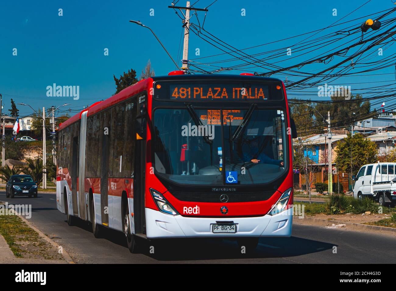 Santiago, Chile - September 2020: A Transantiago / Red Movilidad bus in ...