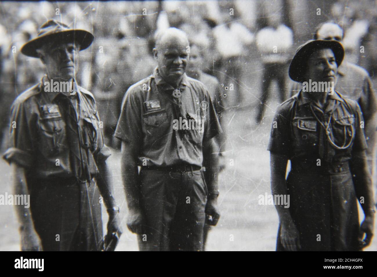 Fine 70s vintage black and white photography of older scouts dressed in ...