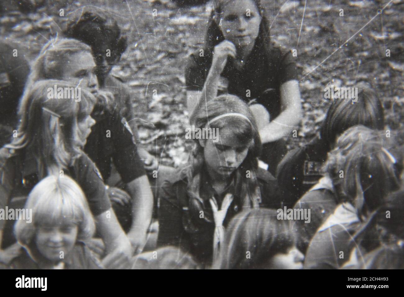 Fine 70s vintage black and white photography of girl scouts camping at ...