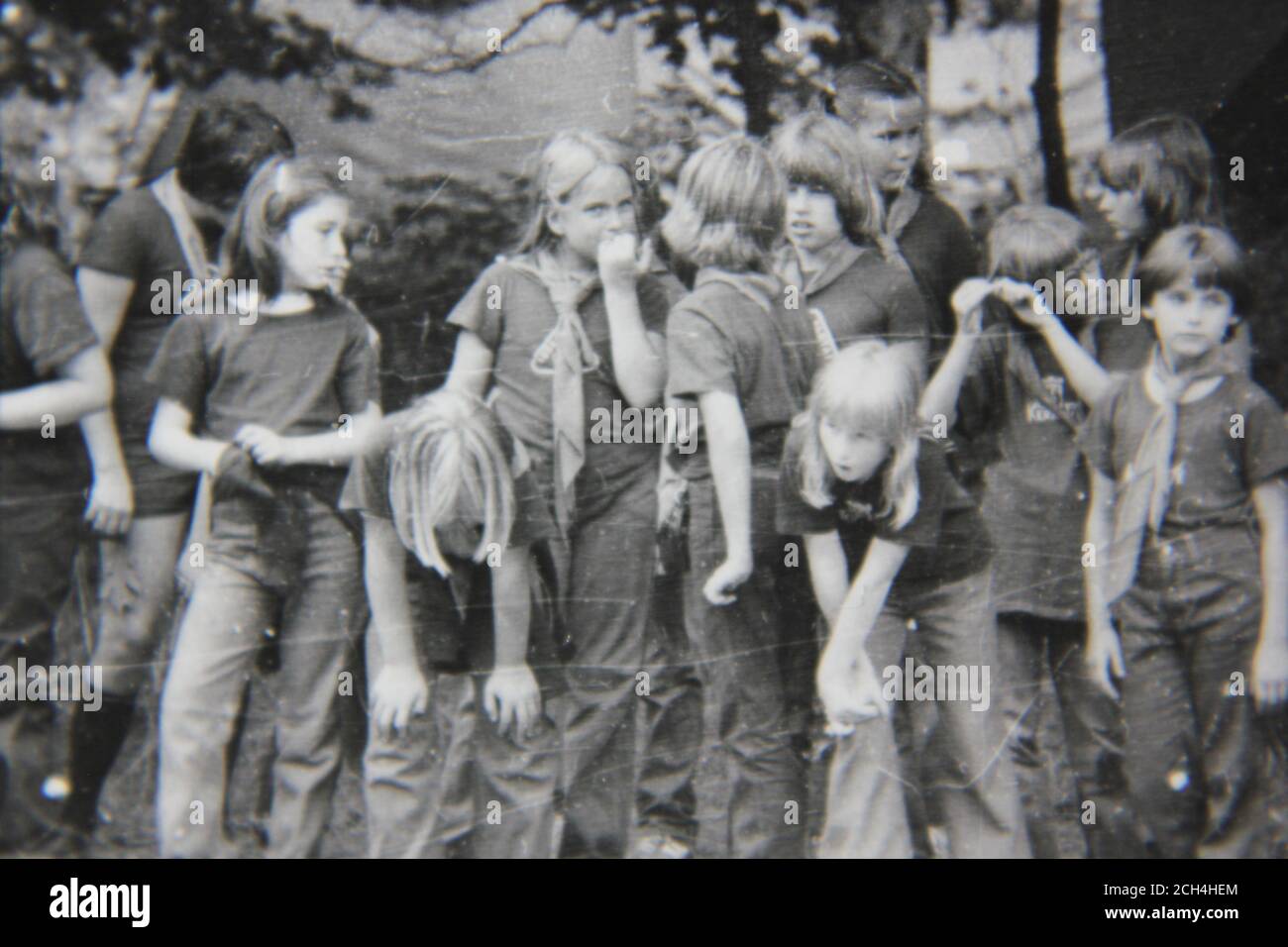 Fine 70s vintage black and white photography of girl scouts camping at ...