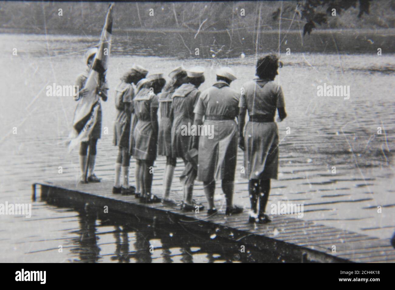 Fine 70s vintage black and white photography of sea scouts standing on ...