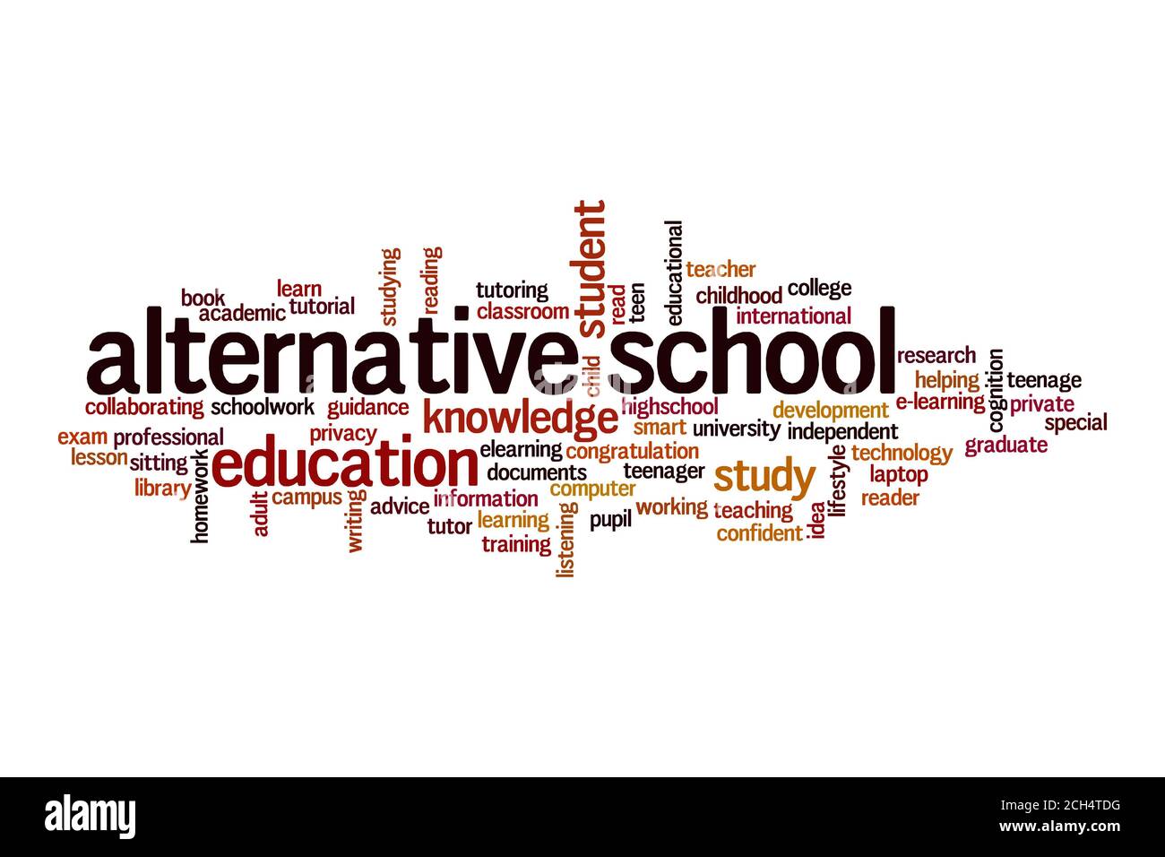 Alternative school cloud concept on white background Stock Photo - Alamy