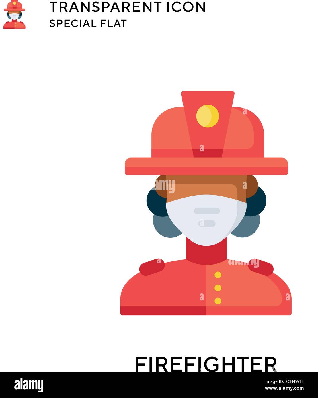 Firefighter vector icon. Flat style illustration. EPS 10 vector Stock ...