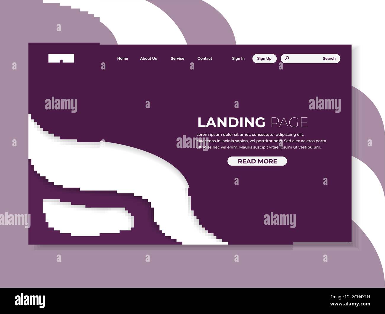 Papercut landing page, interface design, vector, illustration, eps file ...