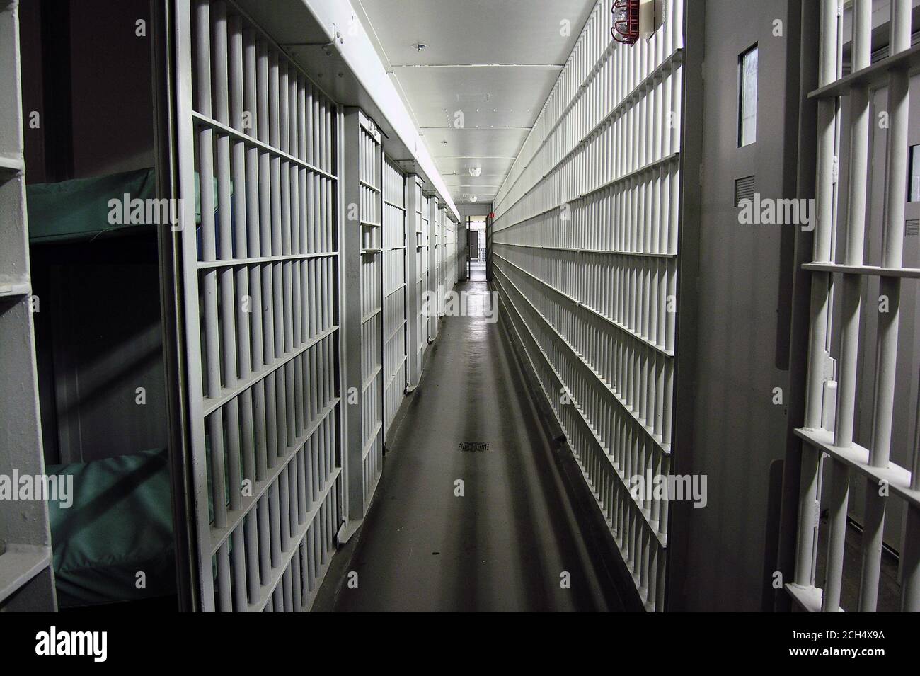 Jail cells in a closed city facility located in the United States Stock ...