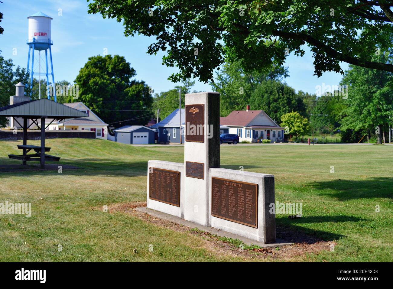 Cherry, Illinois, USA. A war memorial honoring the community's men that ...