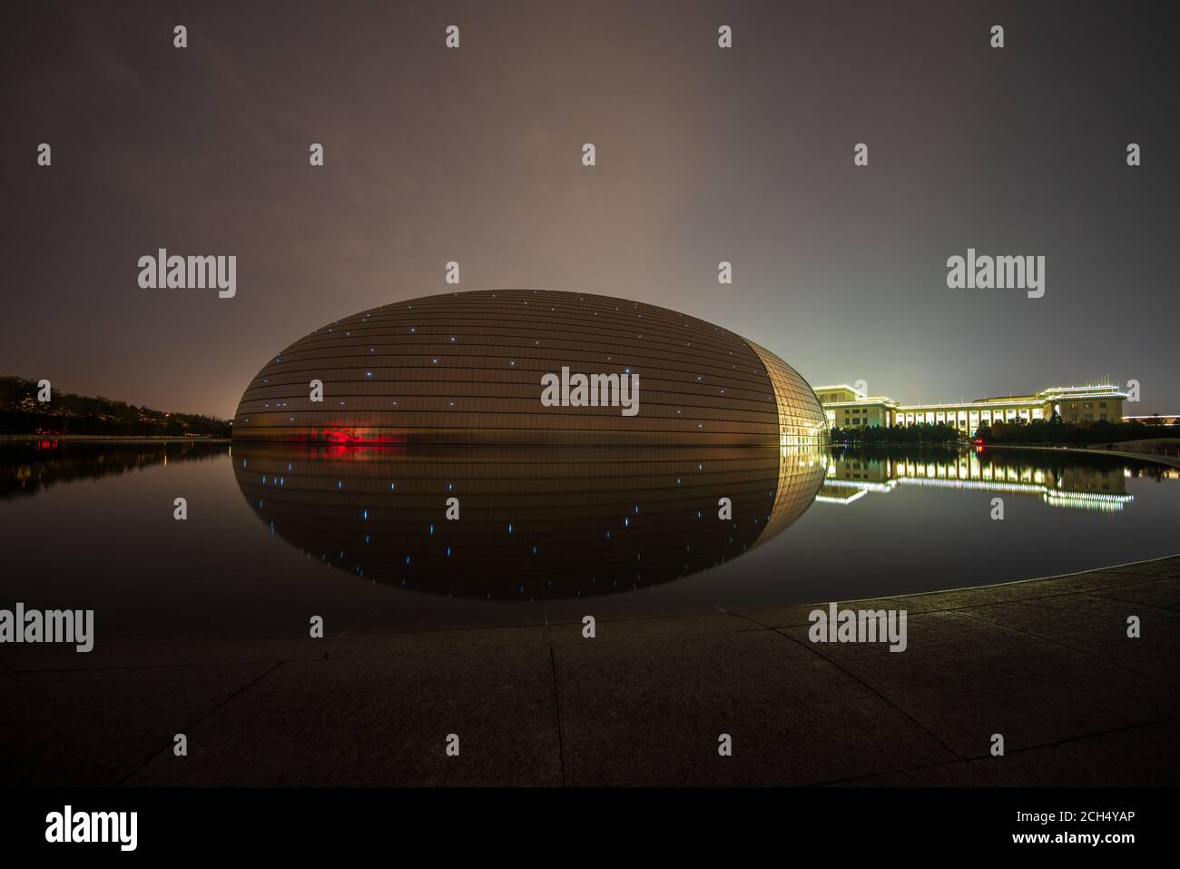 Beijing China Opera House Night Reflection Architecture Stock Photo - Alamy
