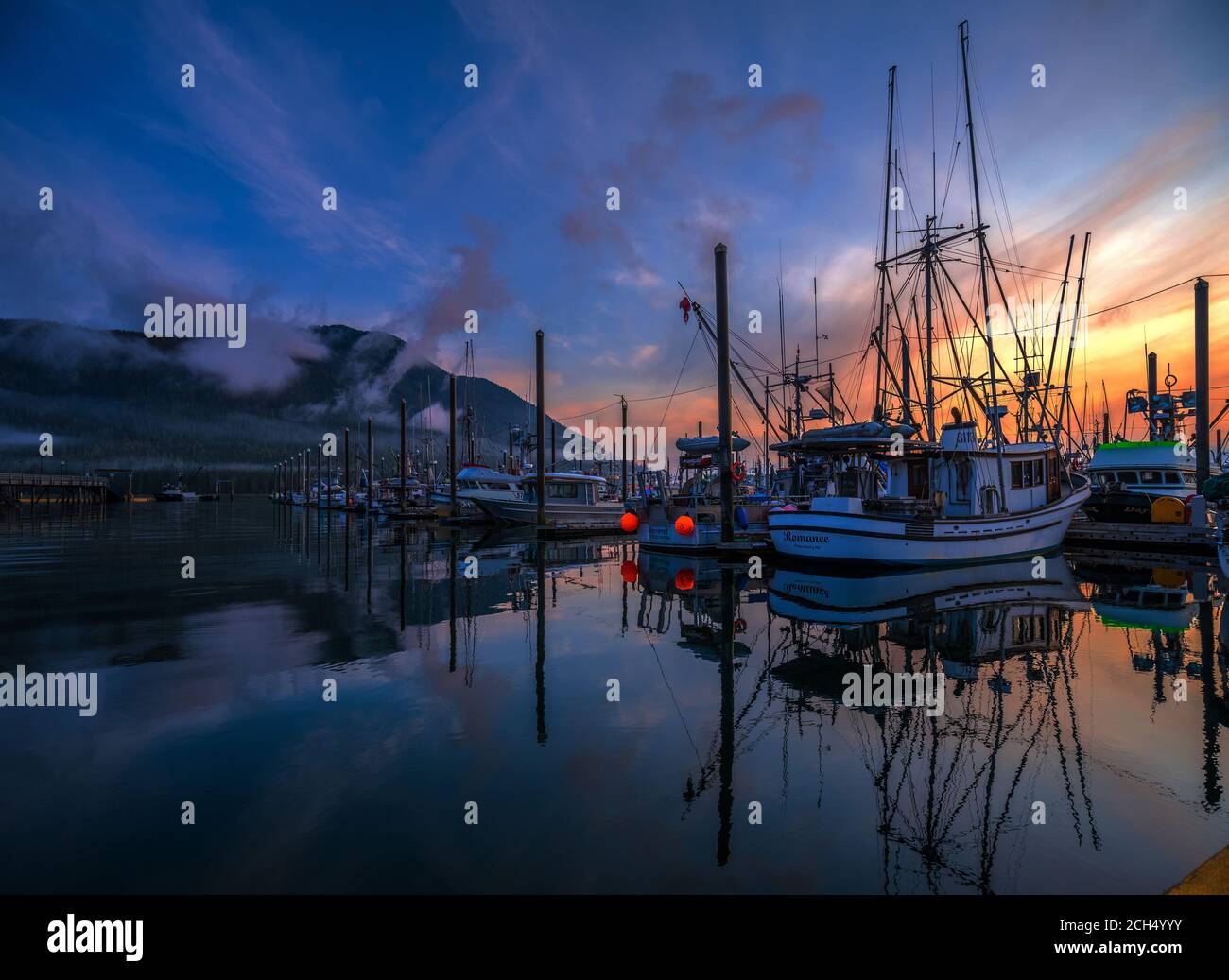Petersbugr Alaska Sunset Fishing Boats Harbor Stock Photo - Alamy