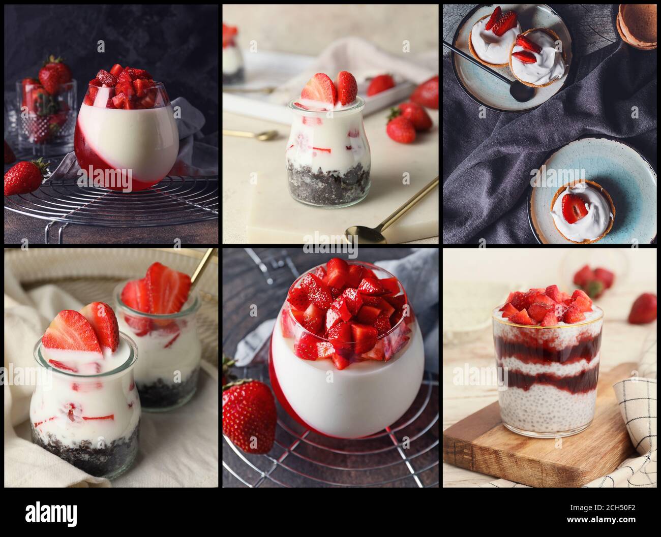 Collage of photos with tasty strawberry desserts Stock Photo - Alamy