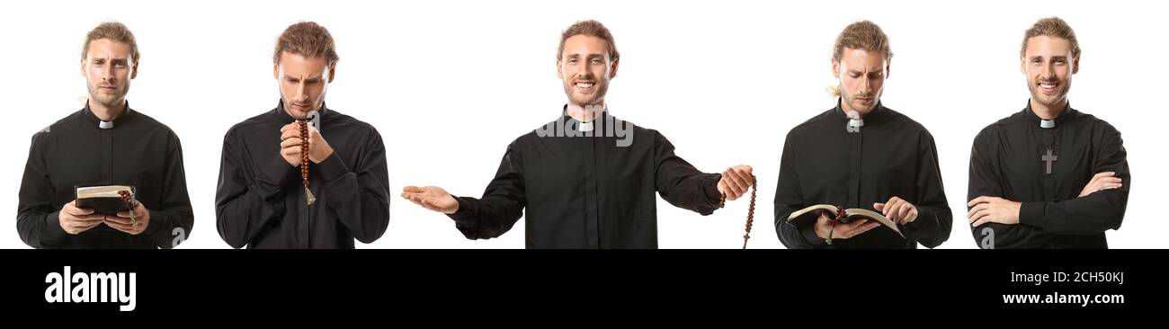 Handsome priest on white background Stock Photo - Alamy