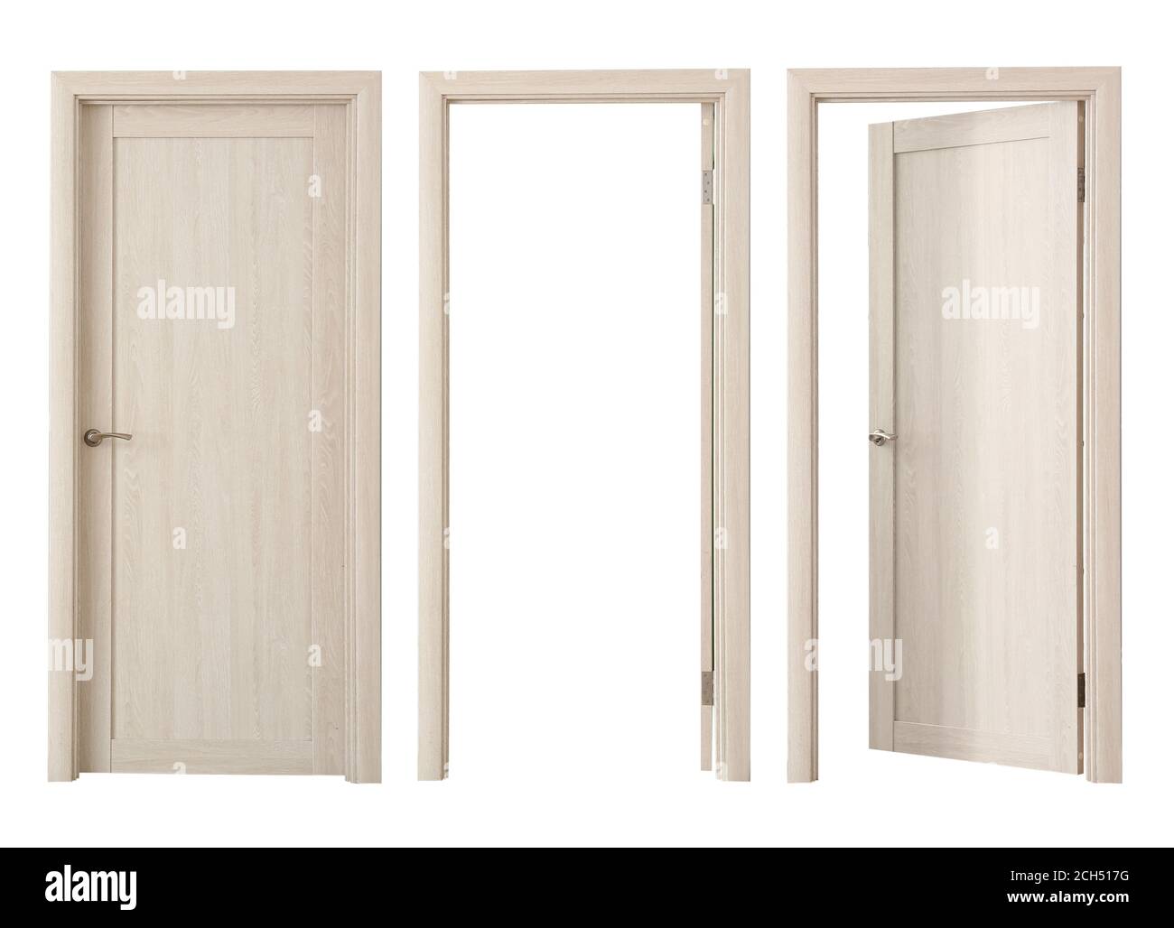 Set of doors on white background Stock Photo - Alamy