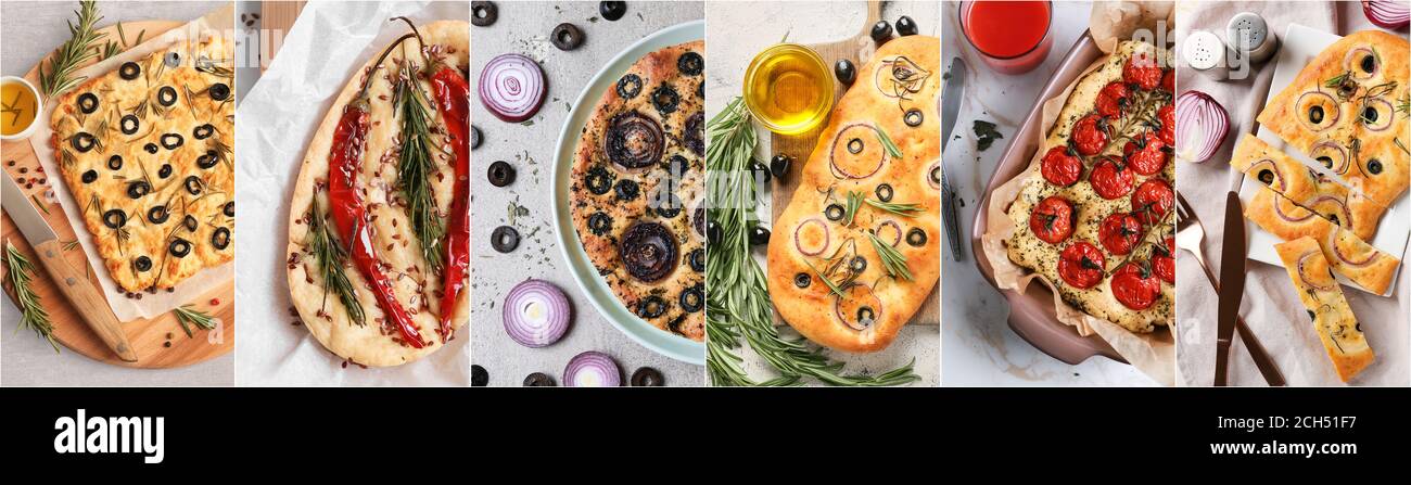Different kinds of Italian focaccia Stock Photo - Alamy