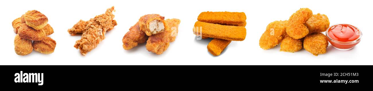 Tasty nuggets on white background Stock Photo - Alamy