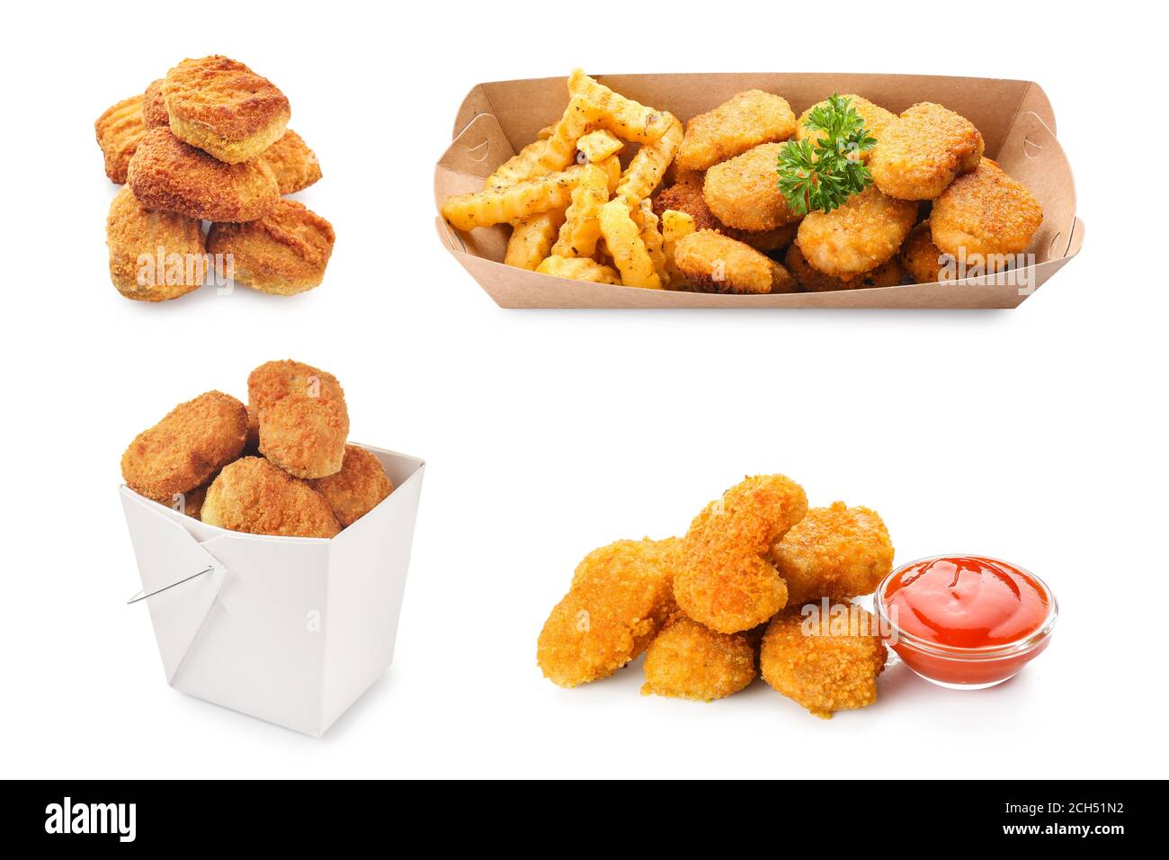 Tasty nuggets on white background Stock Photo - Alamy