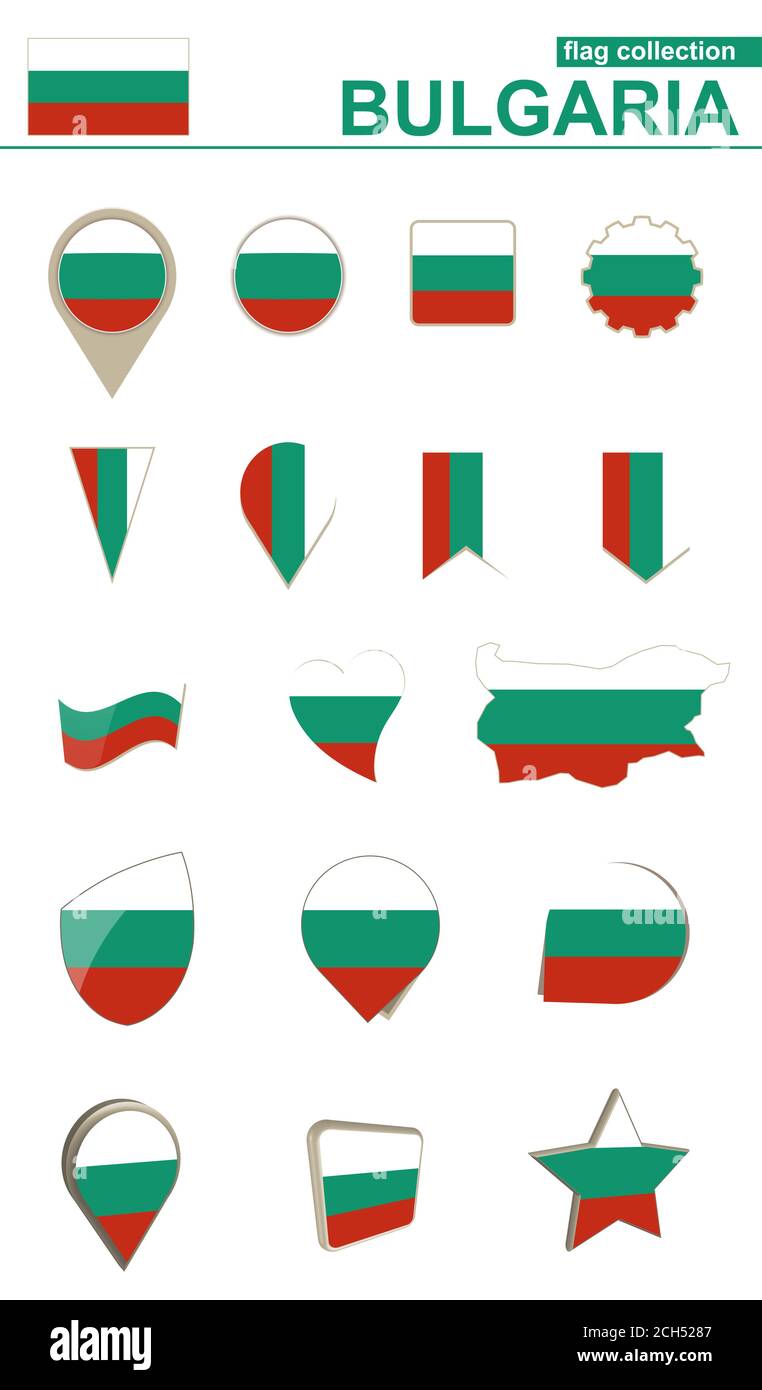 Bulgaria Flag Collection. Big set for design. Vector Illustration Stock ...