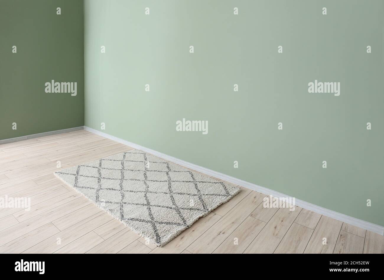View of big empty room with carpet Stock Photo - Alamy