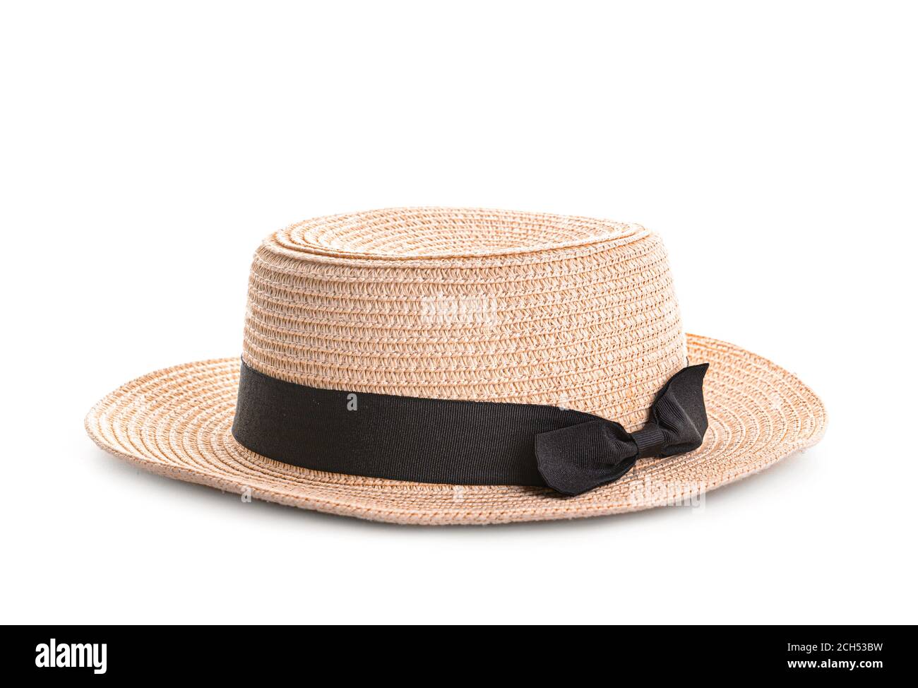 Straw hat on white background Stock Photo - Alamy