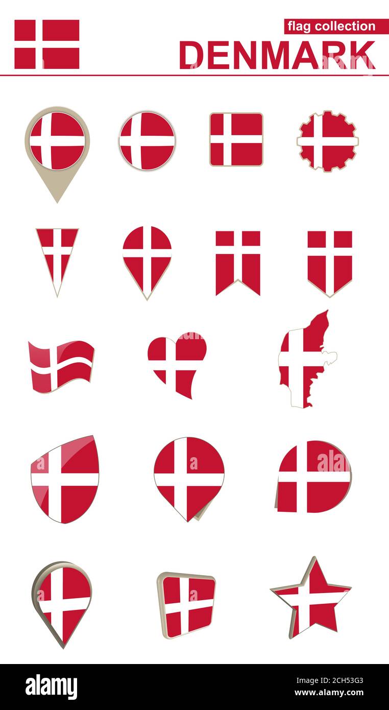 Denmark Flag Collection. Big set for design. Vector Illustration Stock ...