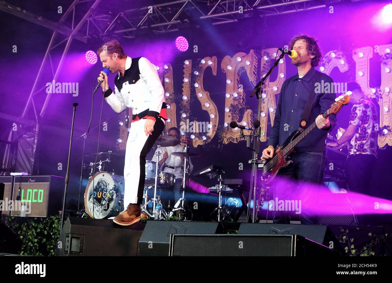 Knebworth, UK. 12th Sep, 2020. Kaiser Chiefs lead singer, Ricky Wilson ...