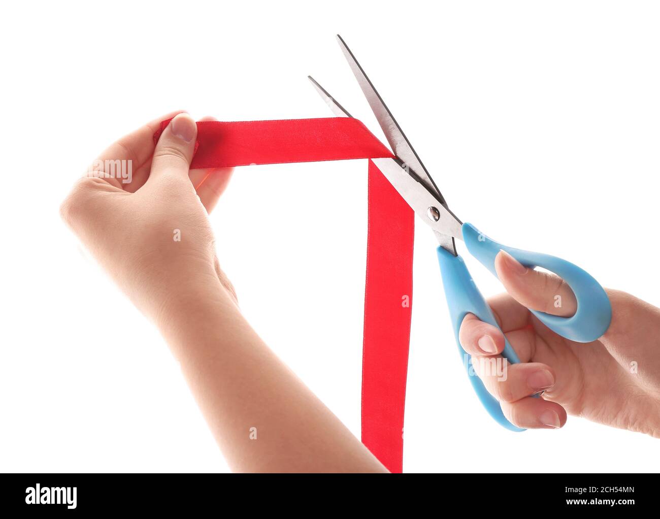 Hands scissors cut ribbon hi-res stock photography and images - Alamy