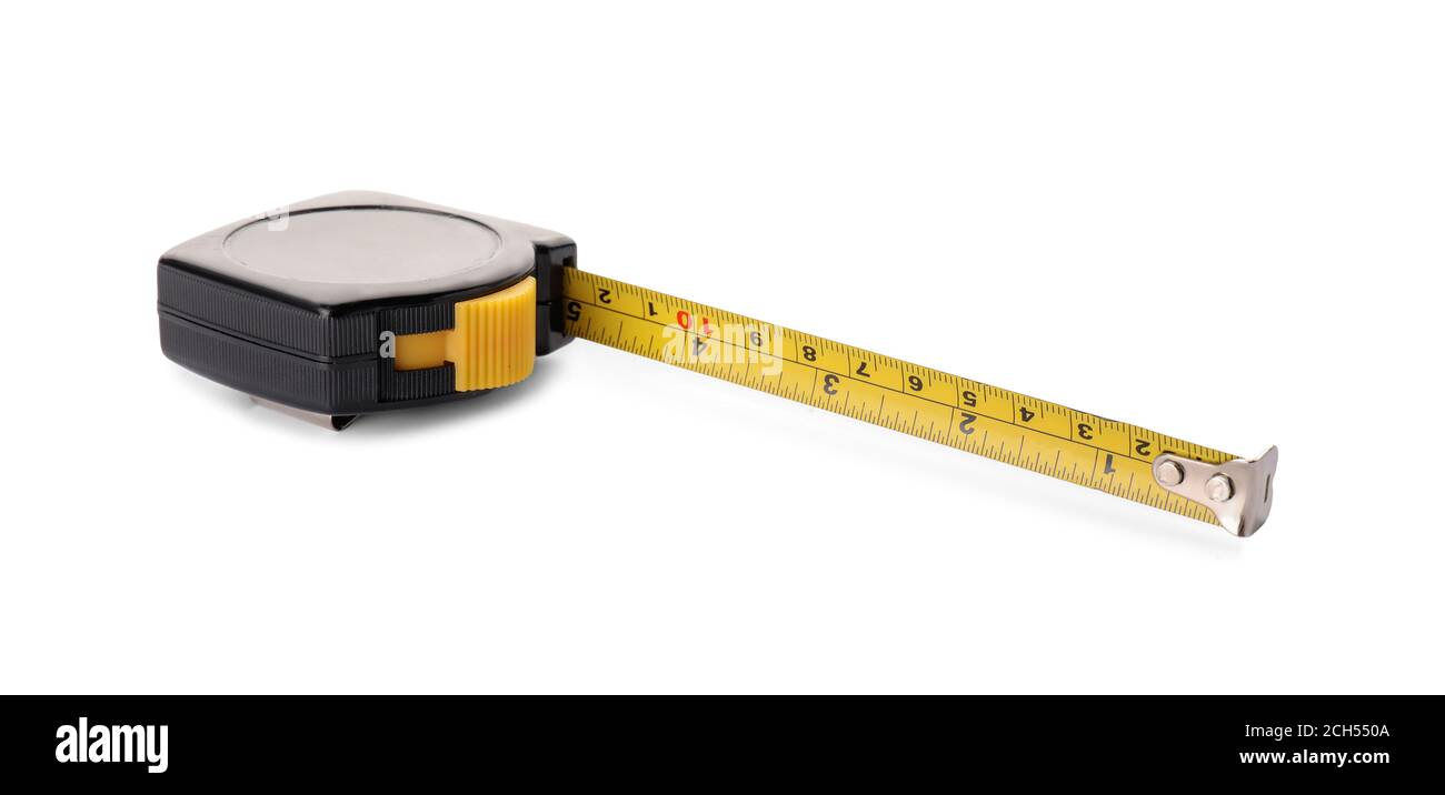Measuring tape on white background Stock Photo - Alamy